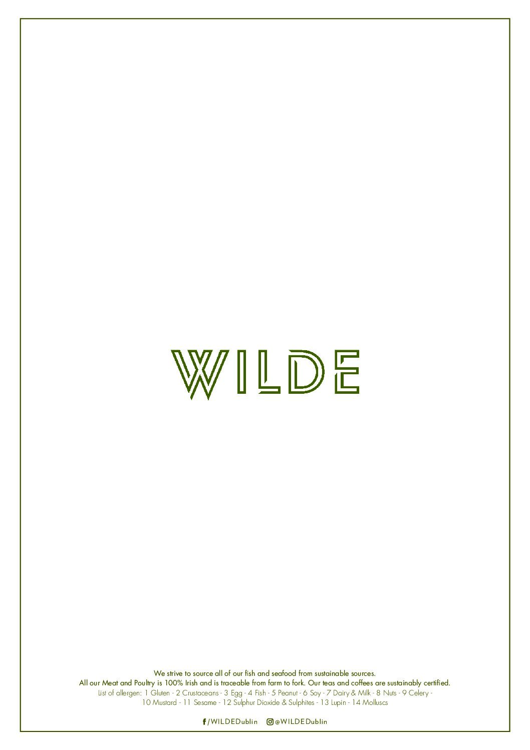 Wilde A La Carte Menu Festive 2024 | WILDEWILDE